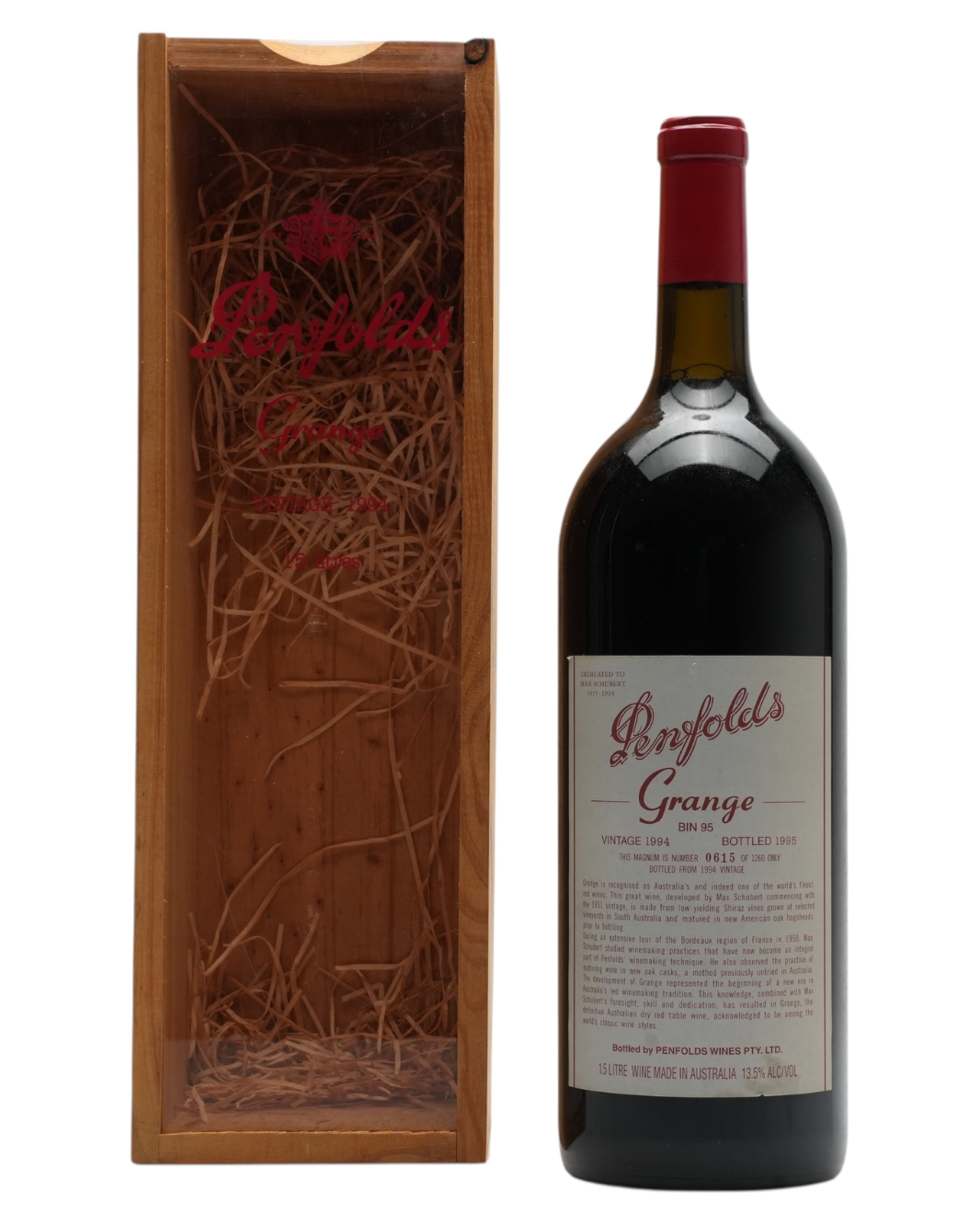 1994 Penfolds Bin 95 Grange Shiraz 1.5L Magnum Original Wooden Box – JC ...